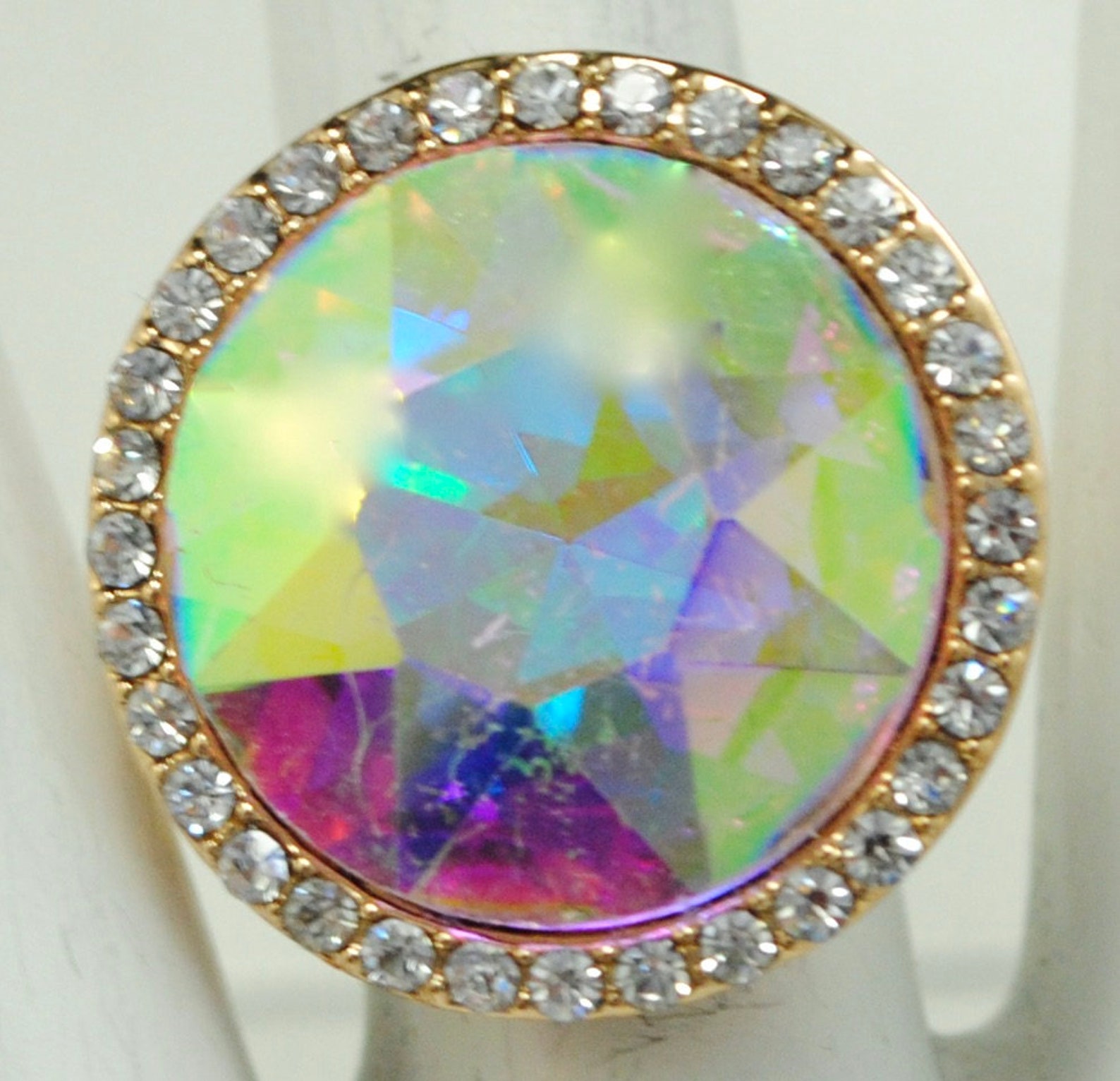 Iridescent Cocktail Ring Rhinestone Ring Gift For Women | Etsy