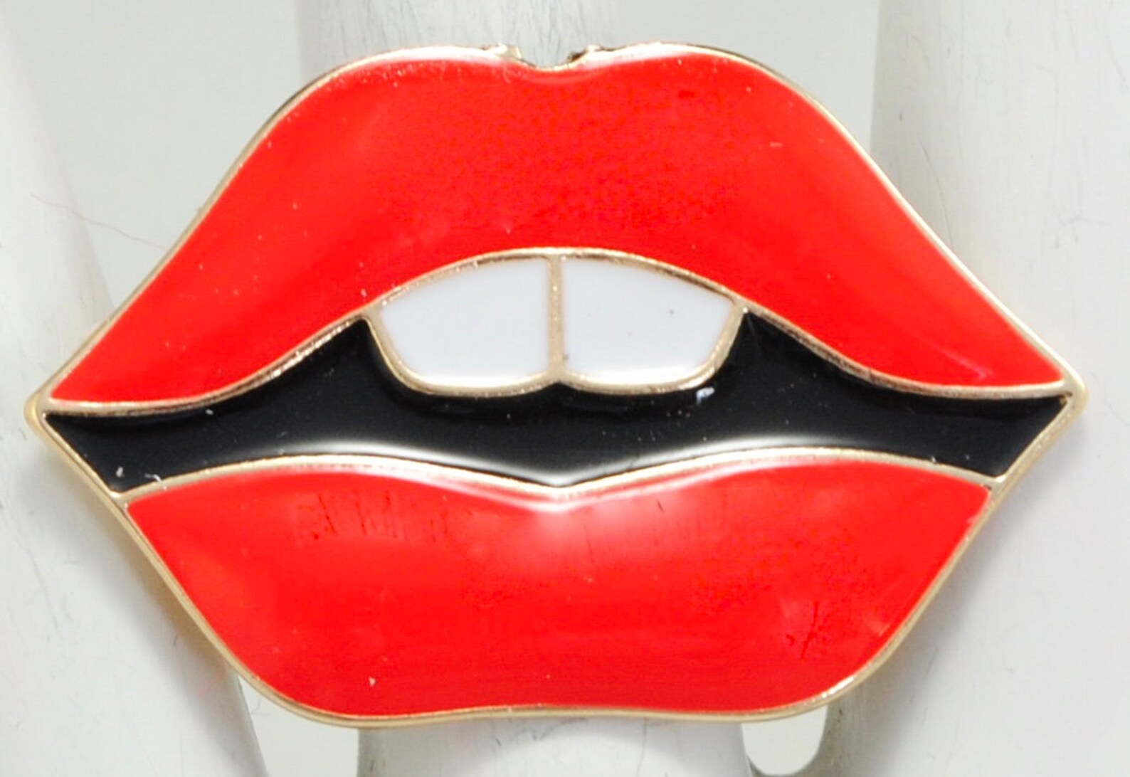 Funky Mouth Ring, Red Lips, White Teeth, Adjustable Band - Etsy
