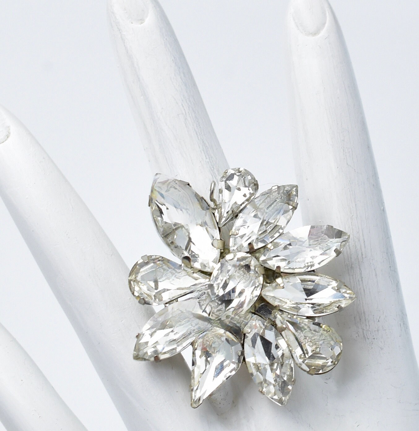 Strass Cocktail Ring Hochzeit Schmuck Silber Ring Verstellbar | Etsy