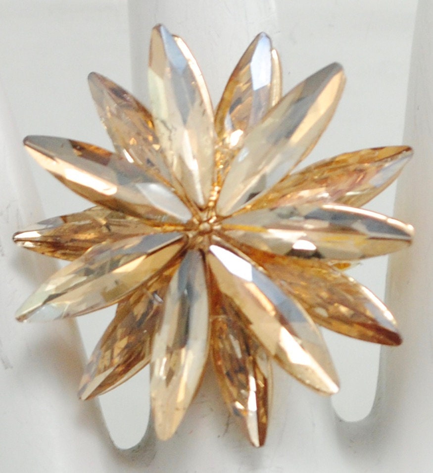 Gold Cluster Ring Marquise Rhinestones Wedding Jewelry Gift | Etsy