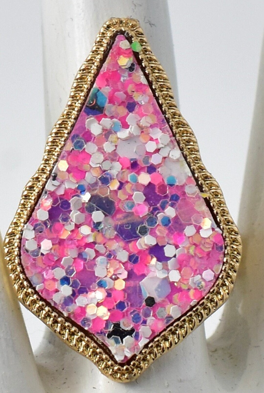Unique Pink Glitter Ring Gold Ring Spring Jewelry Adjustable Ring - Etsy