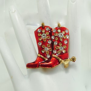 Red Cowboy Boots Ring Rhinestone Ring Gift for Her Adjustable - Etsy