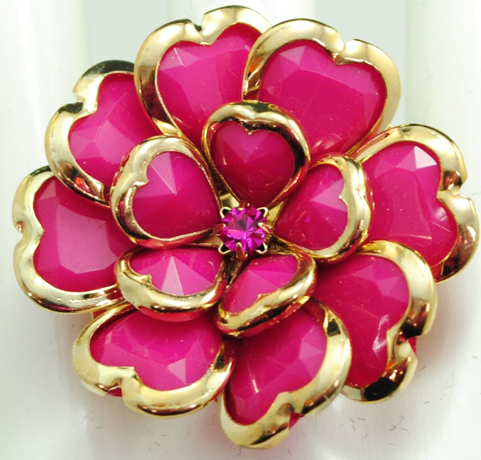 Pink Flower Ring Gold Ring Spring Jewelry Gift for Her - Etsy