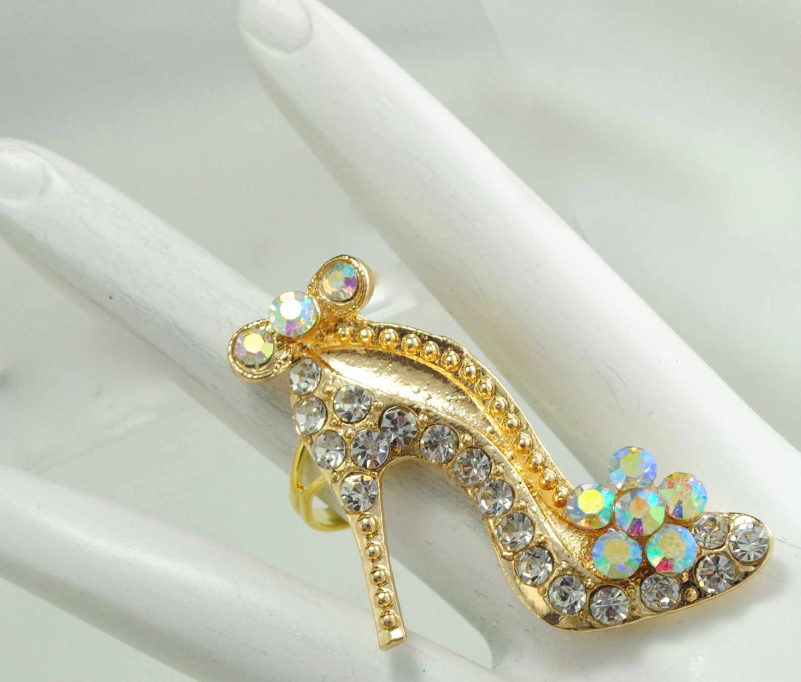 High Heel Ring AB & Clear Rhinestones Gold Ring Gift for - Etsy