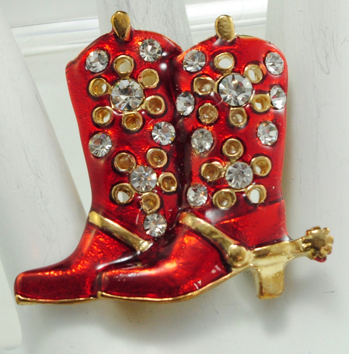 Red Cowboy Boots Ring Rhinestone Ring Gift For Her Adjustable | Etsy