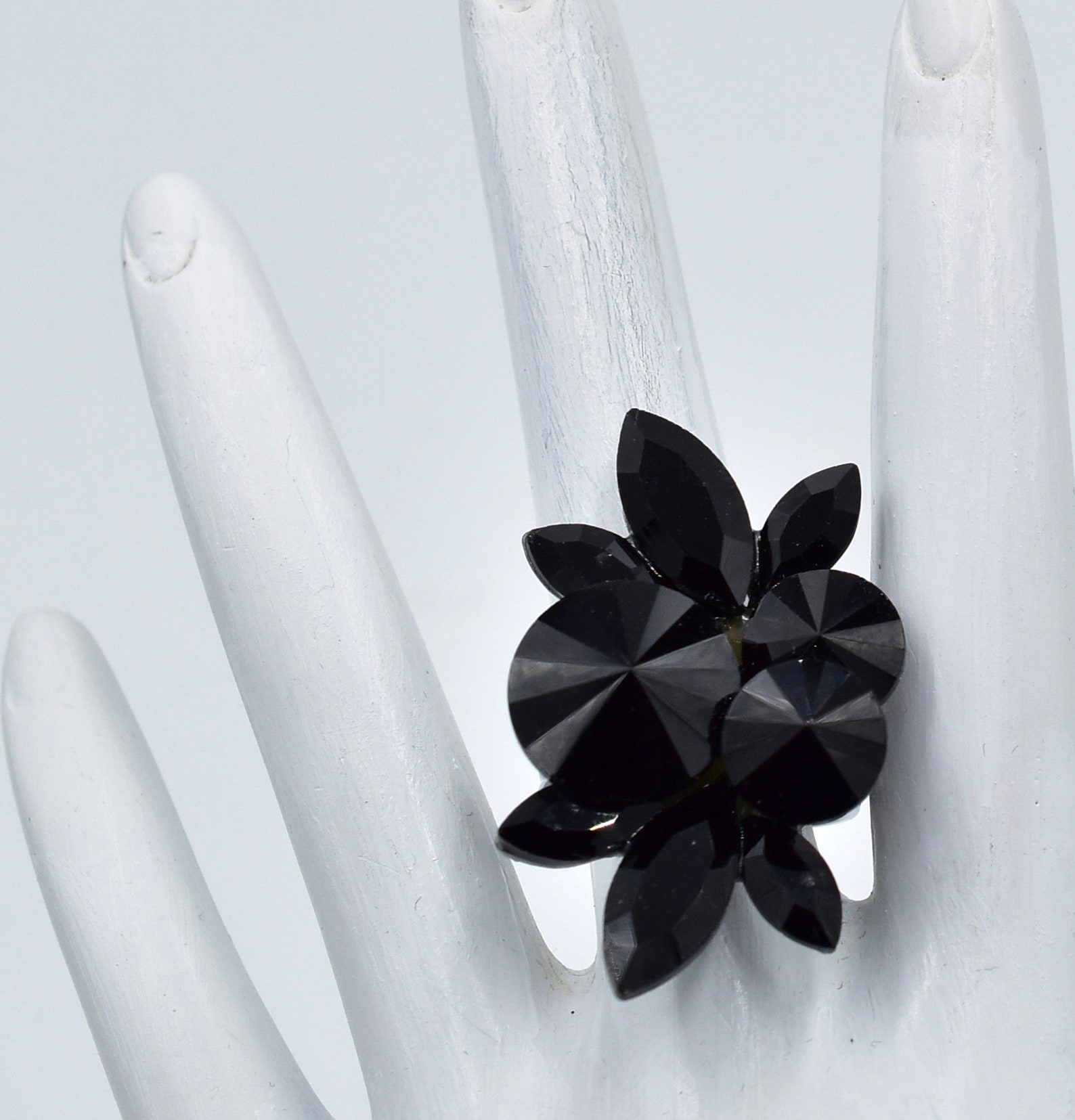 Black Rhinestone Ring Crystal Ring Abstract Ring Adjustable - Etsy