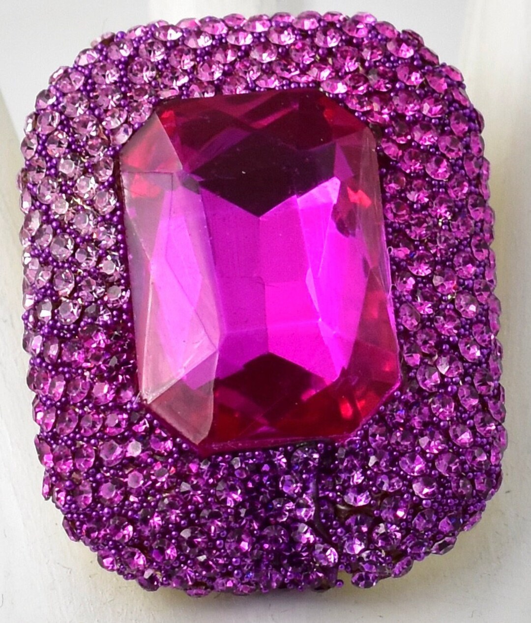 Pink Cocktail Ring Big Rhinestone Rectangular Ring Adjustable Ring - Etsy