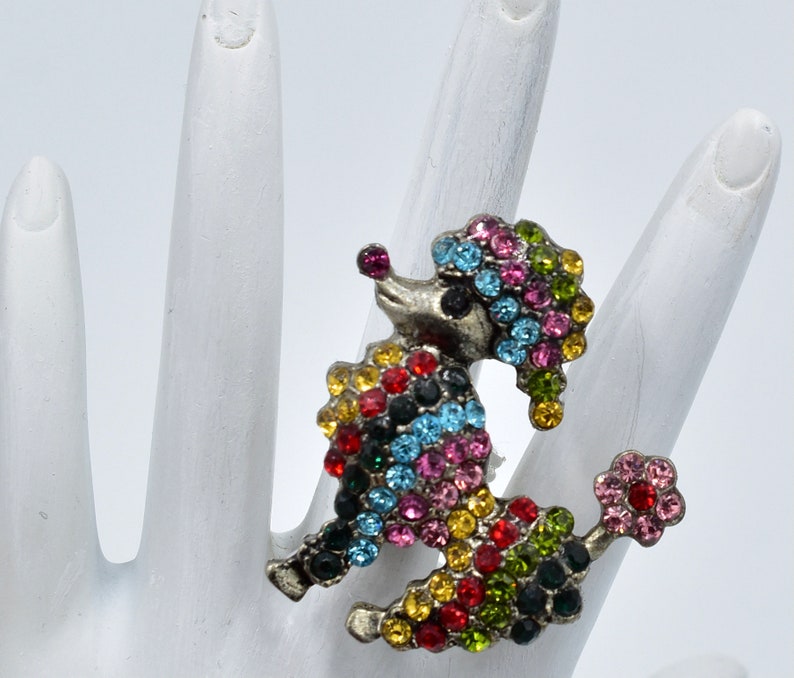 Poodle Dog Ring Colorful Dog Animal Jewelry Gift for Her - Etsy