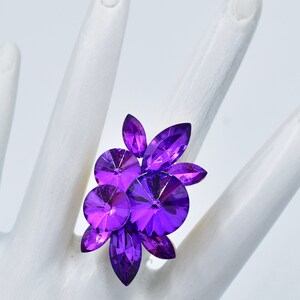 Purple Rhinestone Ring Crystal Ring Abstract Ring Gift for Her ...