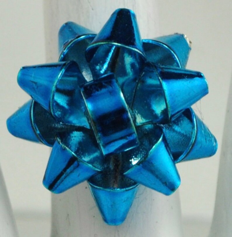 Blue Bow Ring Holiday Jewelry Gift for Her Adjustable Ring | Etsy