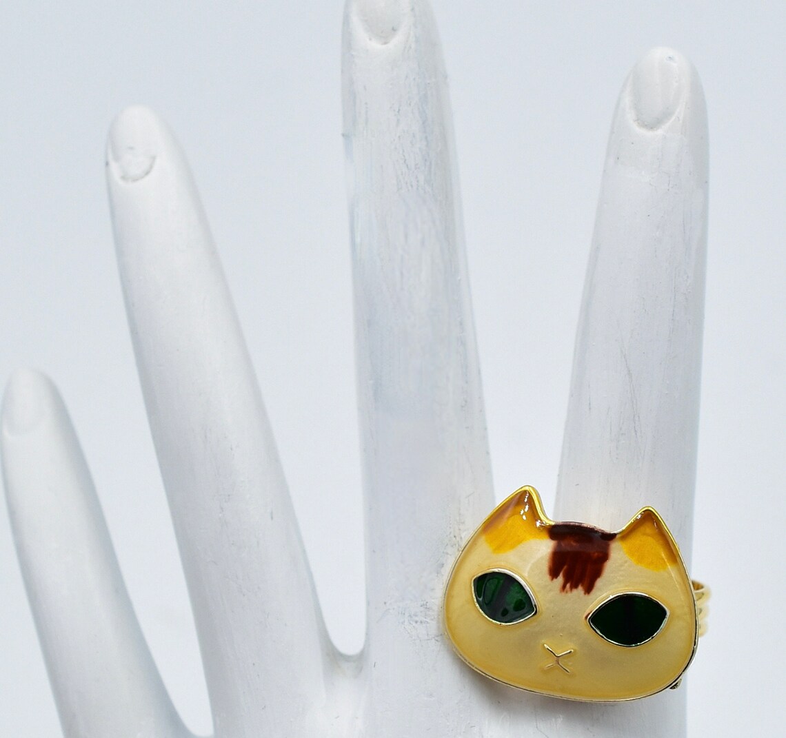 Cute Cat Ring Cat Face Gold Ring Pet Jewelryadjustable - Etsy