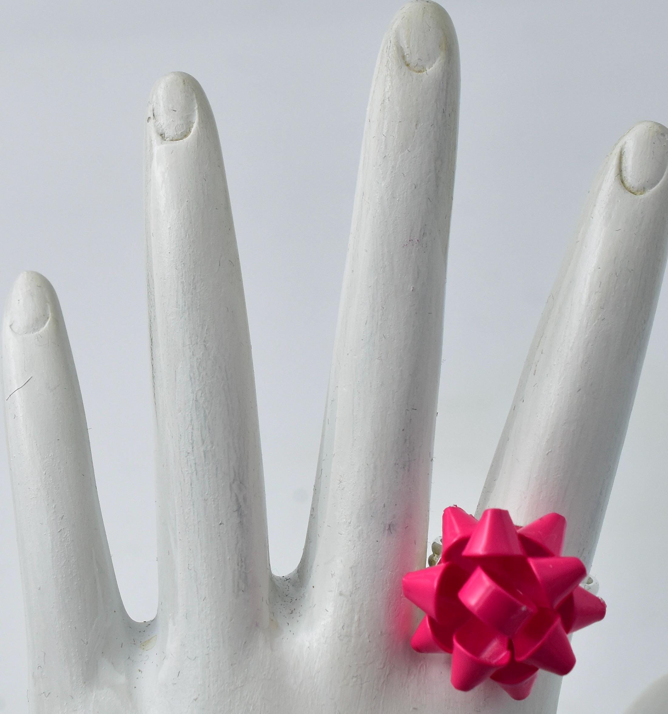 Pink Gift Bow Ring, Holiday Birthday Jewelry Adjustable Band - Etsy