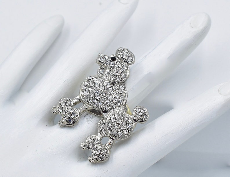 Rhinestone French Poodle Ring Silver Dog Ring Adjustable Ring | Etsy