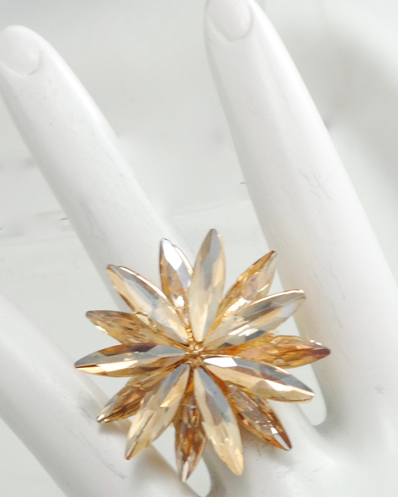 Gold Cluster Ring Marquise Rhinestones Wedding Jewelry Gift | Etsy