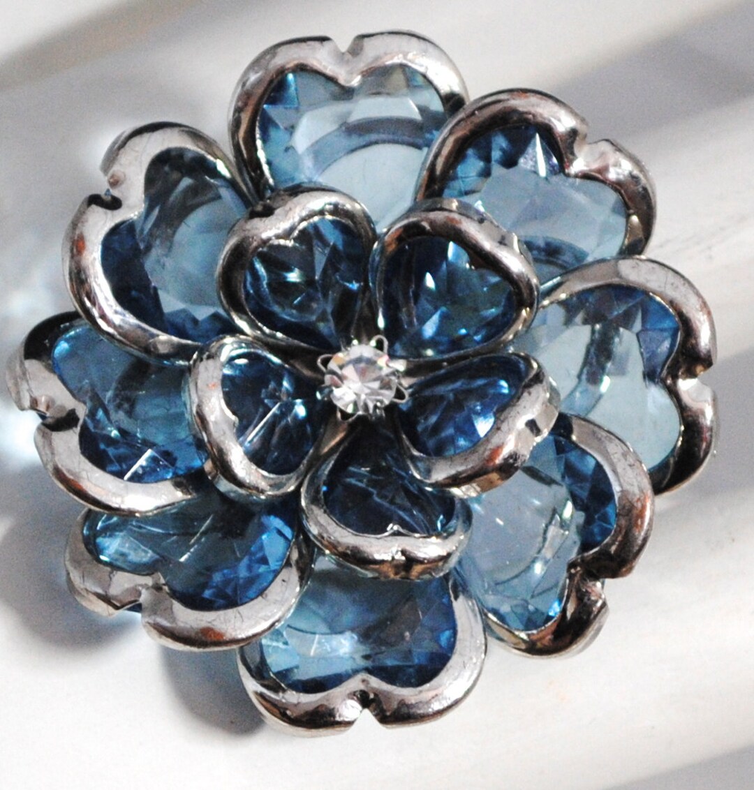 Blue Flower Ring Silver Ring Gift for Women Translucent Ring Summer ...