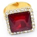 Ruby Red Square Cocktail Ring Clear Rhinestones Gold Ring - Etsy