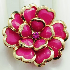 Pink Flower Ring Gold Ring Spring Jewelry Gift for Her Adjustable Ring ...