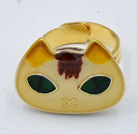 Cute Cat Ring Cat Face Gold Ring Pet JewelryAdjustable | Etsy