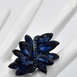 Navy Blue Cocktail Ring Marquise Rhinestone Ring Crystal Ring ...