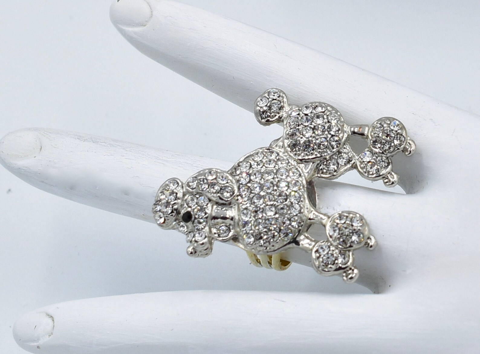 Rhinestone French Poodle Ring Silver Dog Ring Adjustable Ring | Etsy