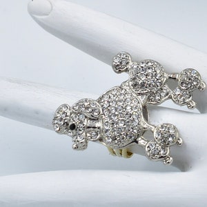 Rhinestone French Poodle Ring Silver Dog Ring Adjustable Ring - Etsy