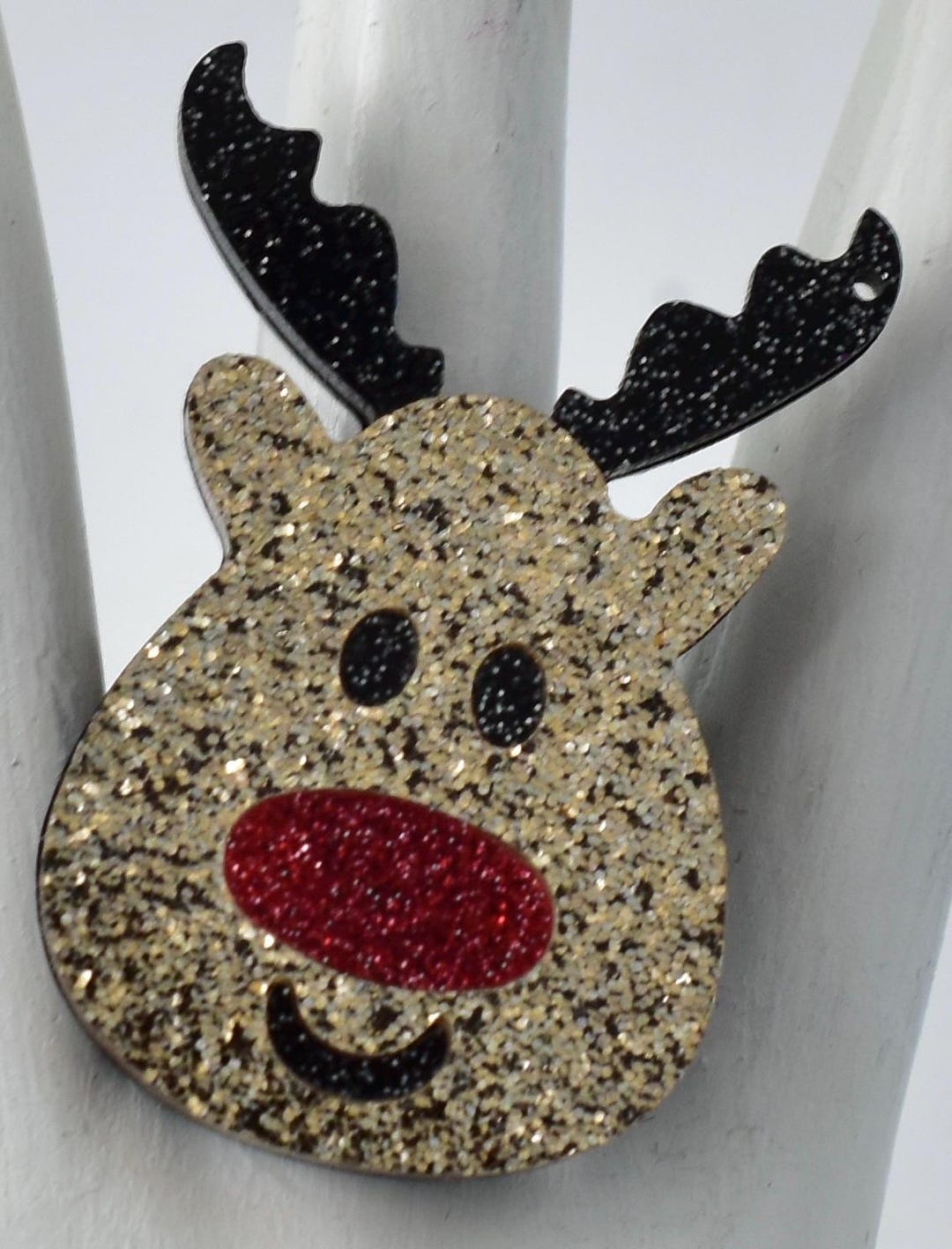 Christmas Rudolph Ring Sparklyred Nose Reindeer Adjustable Ring - Etsy