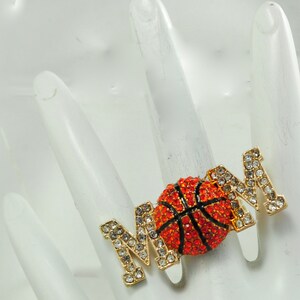 Basketball Mom Ring With Rhinestones,mother's Day Gift,sports Fan Ring ...