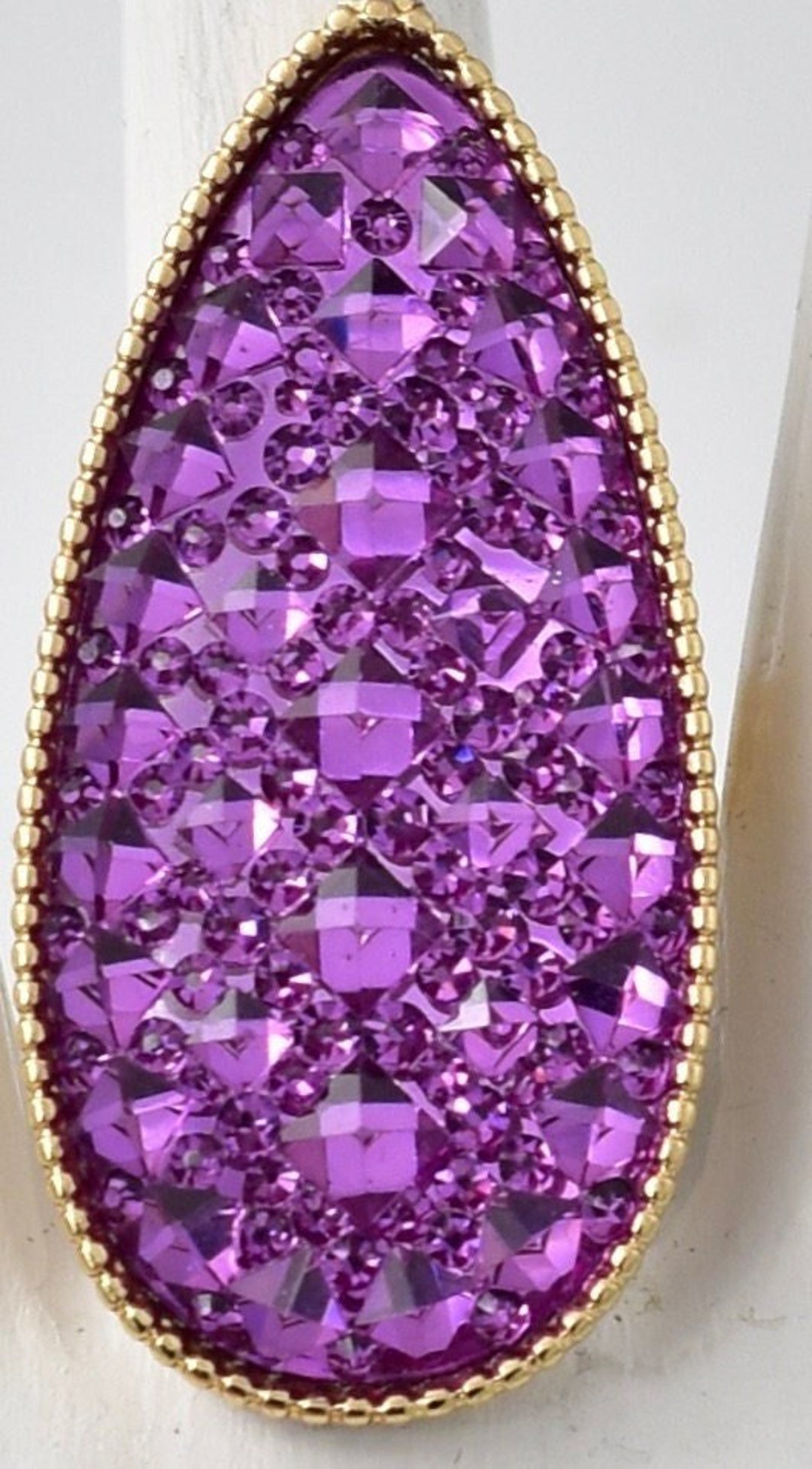 Purple Cocktail Ring Sparkly Ring Long Gold Ring Gift for - Etsy