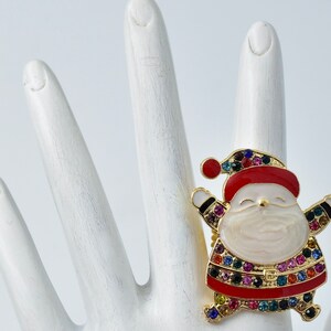 Santa Claus Ring Christmas Jewelry Multicolor Rhinestones Adjustable ...