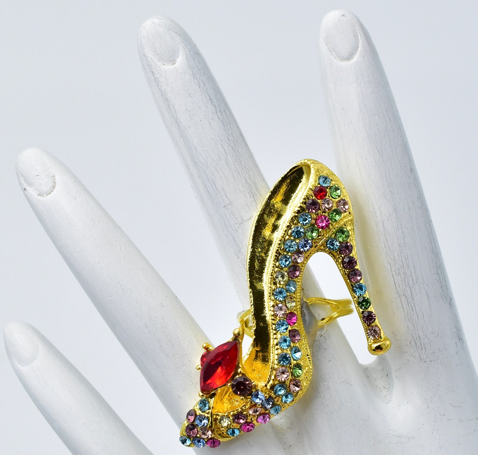 Rhinestone High Heel Ring Multicolor Ring Gold Ring Gift | Etsy