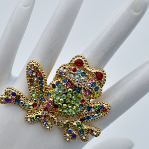 Multicolor Rhinestone Frog Ring Gold Ring Summer Jewelry Adjustable ...
