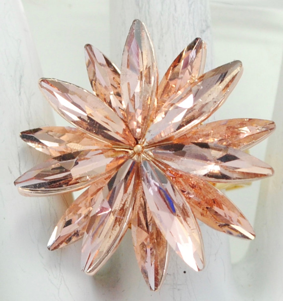 Rose Gold Cluster Ring Marquise Rhinestones Gift for Women Adjustable ...