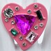 Pink Heart Ring With Rhinestones Valentine's Day Gift Adjustable Ring ...
