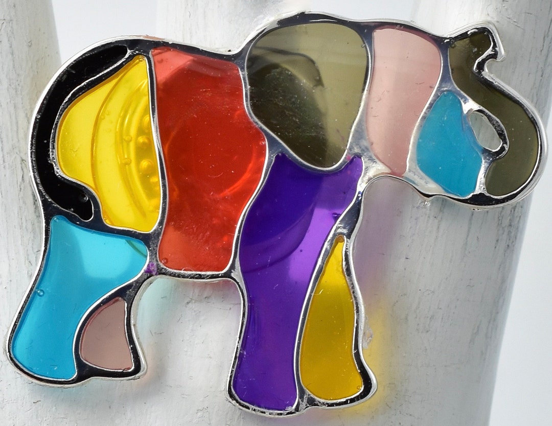 Multicolor Elephant Ring Silver Ring Animal Jewelry Adjustable Ring - Etsy