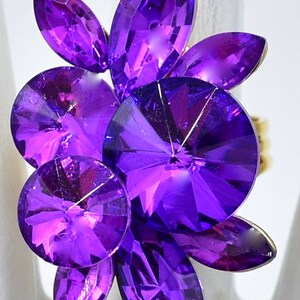 Purple Rhinestone Ring Crystal Ring Abstract Ring Gift for Her ...