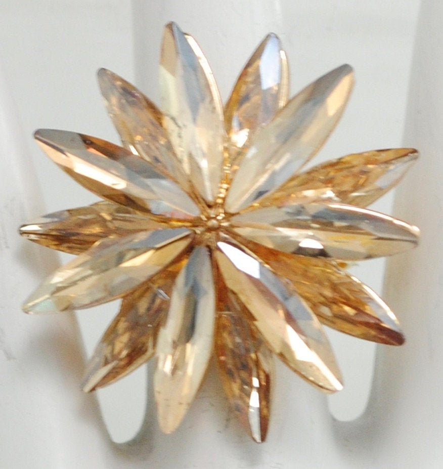 Gold Cluster Ring Marquise Rhinestones Wedding Jewelry Gift | Etsy