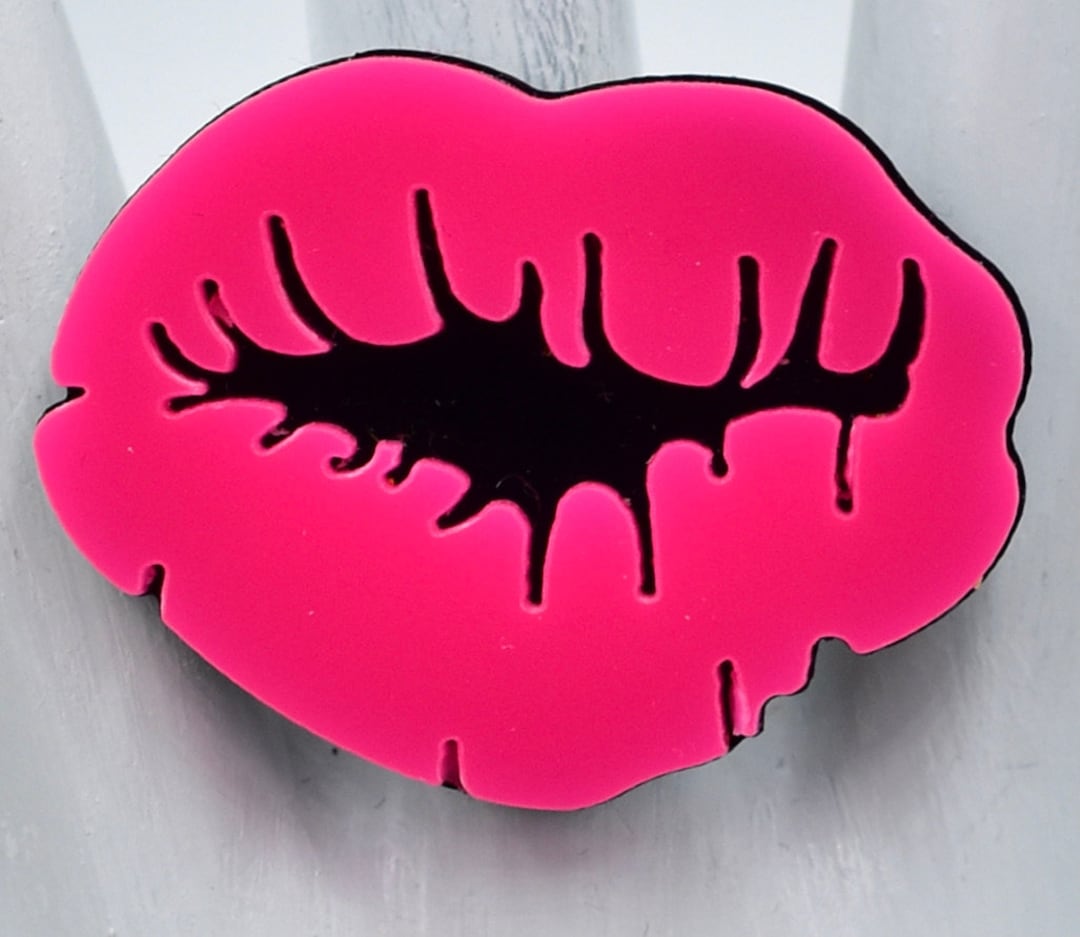 Pink Lips Ring Kiss Me Jewelry Unique Ring Gift for Her Adjustable Ring ...