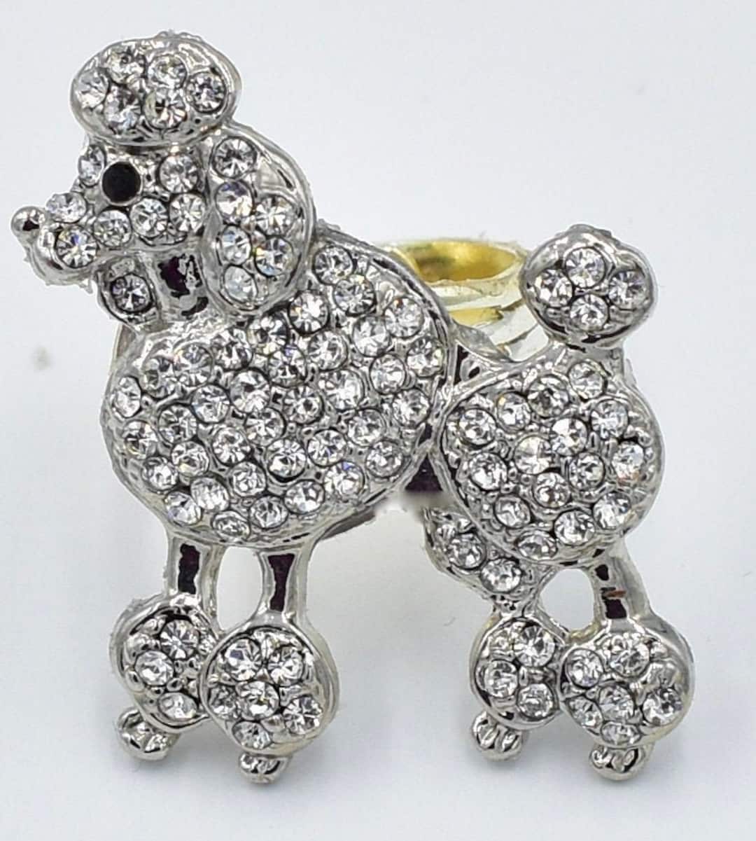 Rhinestone French Poodle Ring Silver Dog Ring Adjustable Ring - Etsy