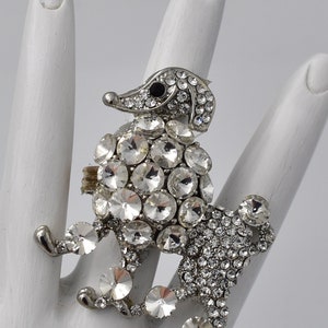 Rhinestone Poodle Dog Ring Silver Ring Big Dog Ring Pet Jewelry ...
