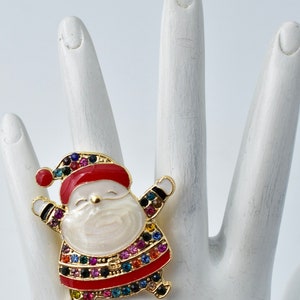 Santa Claus Ring Christmas Jewelry Multicolor Rhinestones Adjustable ...