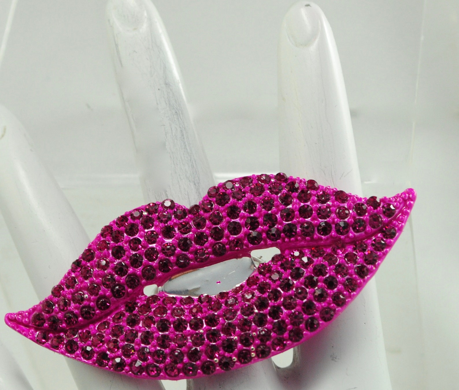 Pink Rhinestone Lips Ring Kiss Me Ring Girlie Ring Adjustable - Etsy