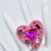 Pink Heart Ring With Rhinestones Valentine's Day Gift Adjustable Ring ...