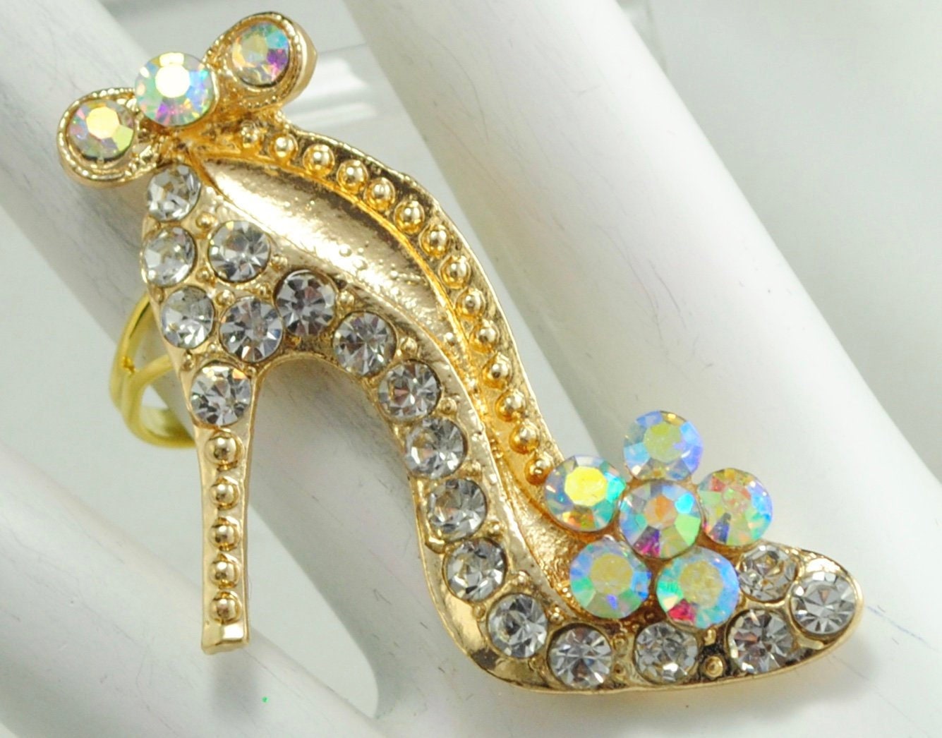 High Heel Ring AB & Clear Rhinestones Gold Ring Gift For | Etsy