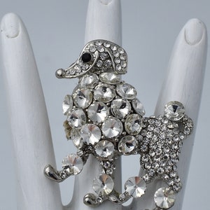Rhinestone Poodle Dog Ring Silver Ring Big Dog Ring Pet Jewelry ...