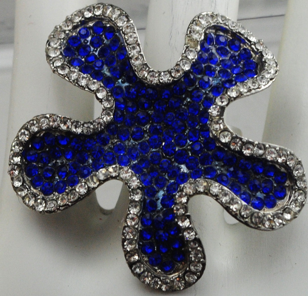 Blue Cocktail Ring Rhinestone Abstract Ring gift for - Etsy