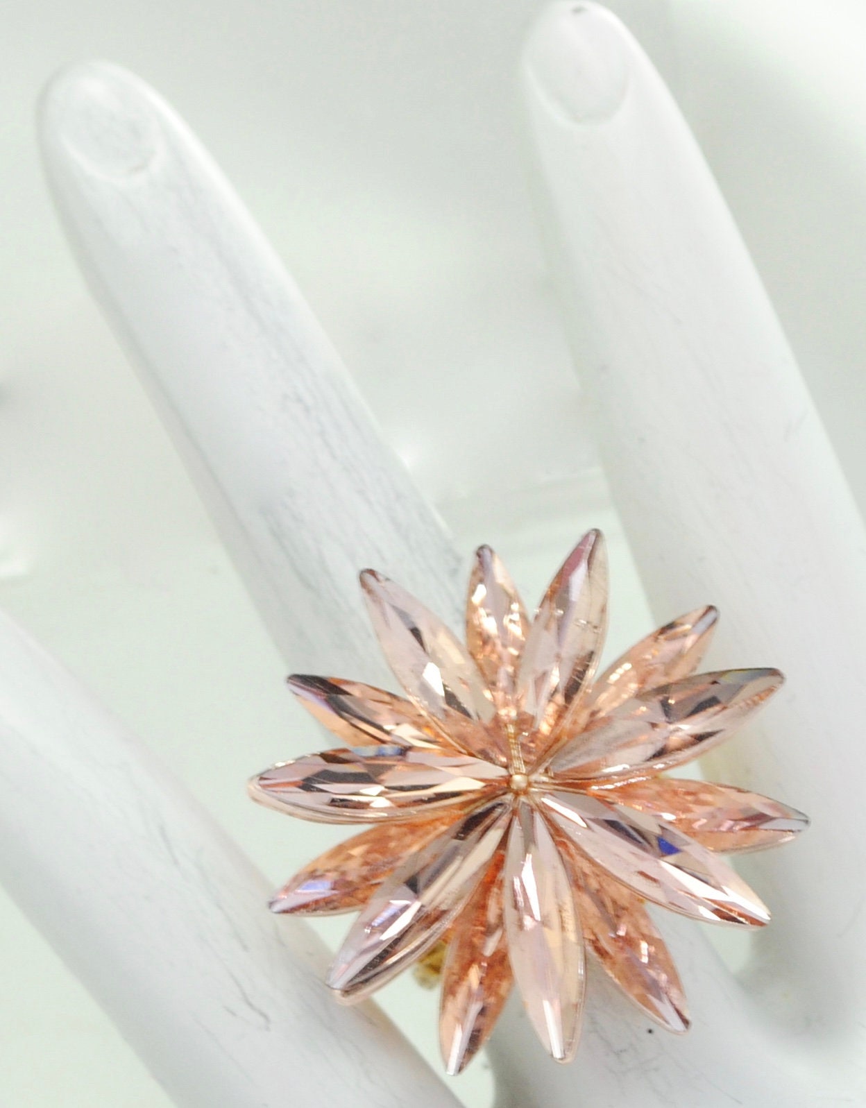 Rose Gold Cluster Ring Marquise Rhinestones Gift for Women Adjustable ...