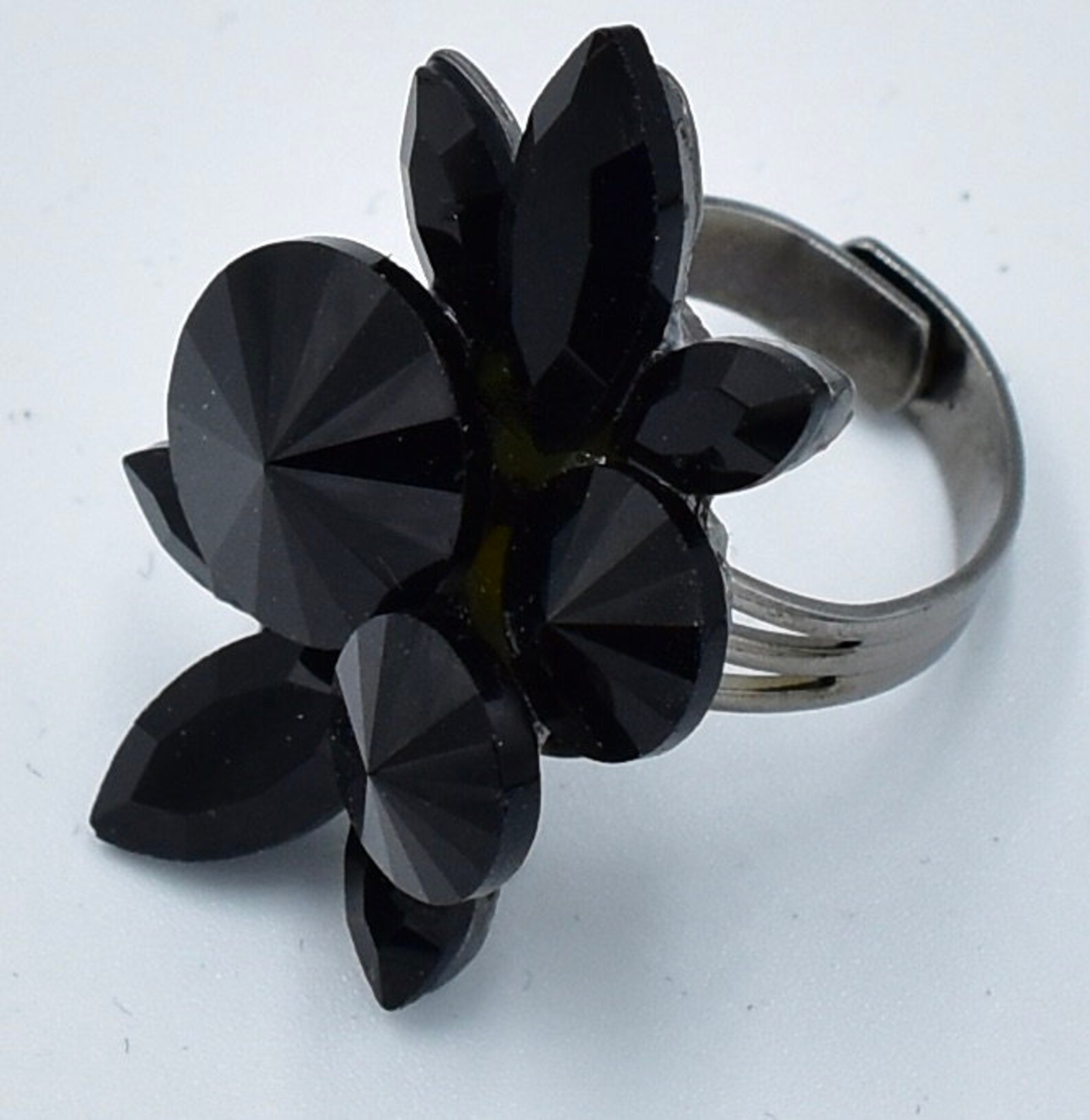 Black Rhinestone Ring Crystal Ring Abstract Ring Adjustable - Etsy