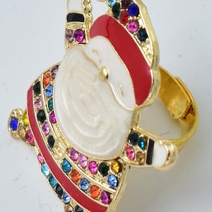 Santa Claus Ring Christmas Jewelry Multicolor Rhinestones Adjustable ...