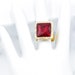 Ruby Red Square Cocktail Ring Clear Rhinestones Gold Ring - Etsy