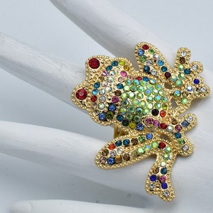 Multicolor Rhinestone Frog Ring Gold Ring Summer Jewelry Adjustable ...